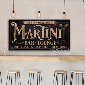 Martini Bar and Lounge Personalized Sign Cocktail & Personalized Name ...