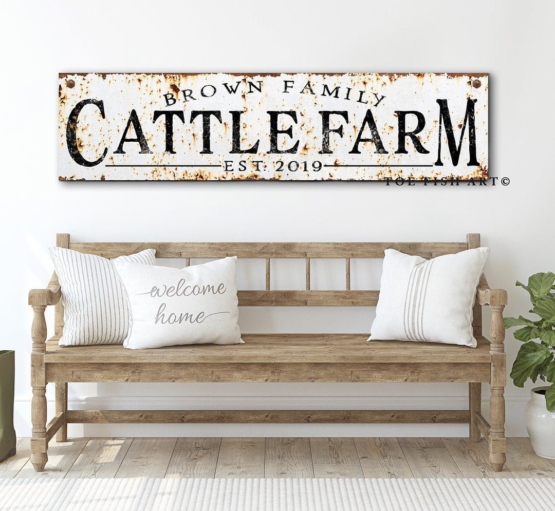 Modern Farmhouse Wall Decor Cattle Sign Cow Farm Sign Custom Last Name ...
