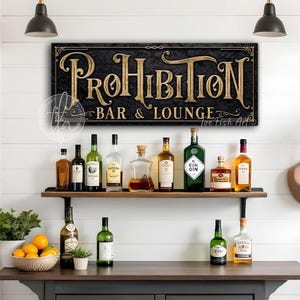 Prohibition Bar and Lounge Personalized Sign Speakeasy Art Whiskey ...