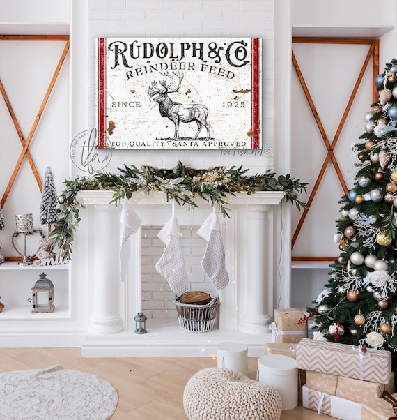 Rustic Christmas Sign Reindeer Feed Sign Modern Farmhouse Wall | Etsy