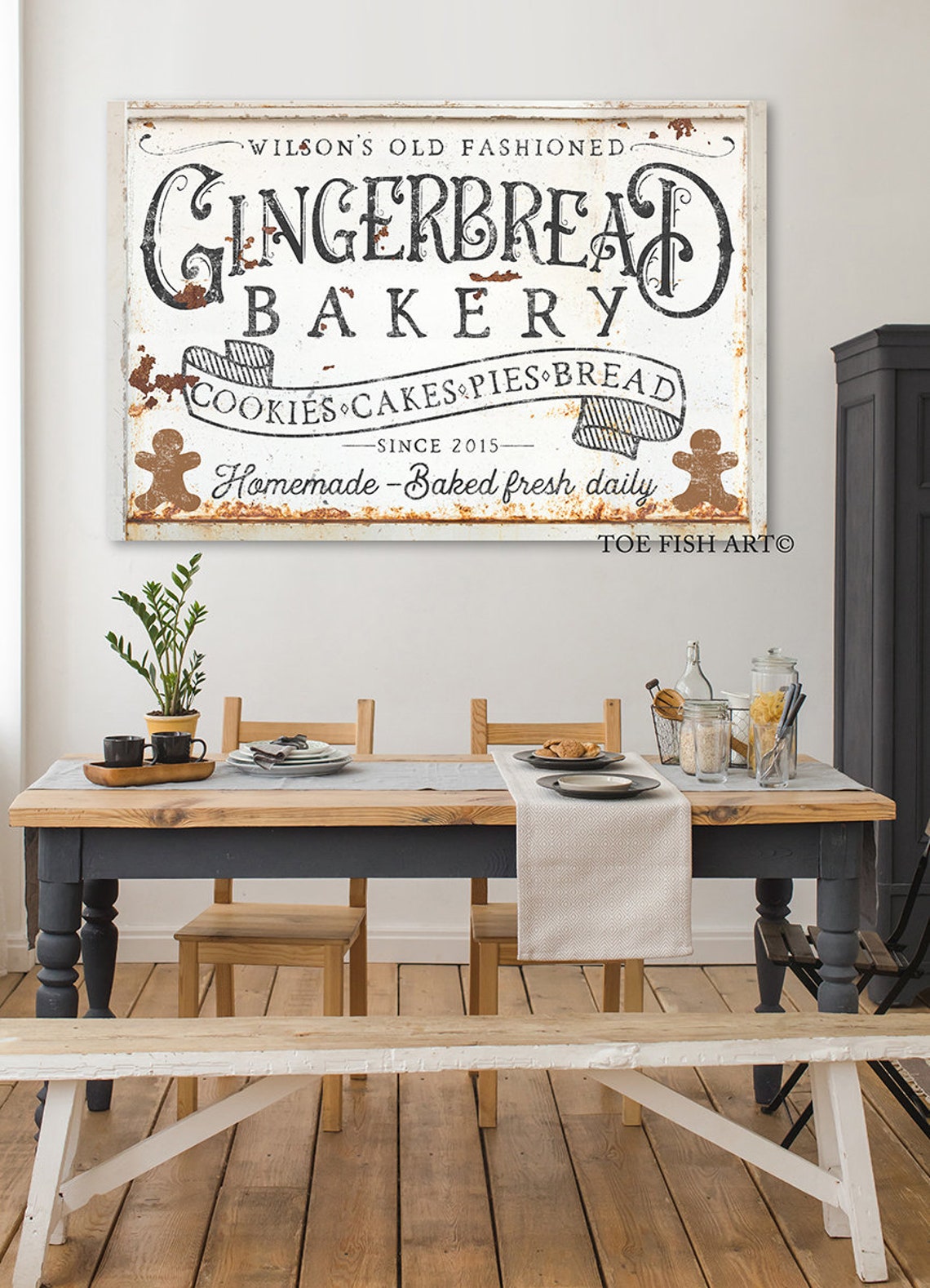 Gingerbread Sign Rustic Farmhouse Kitchen Decor Custom Family - Etsy
