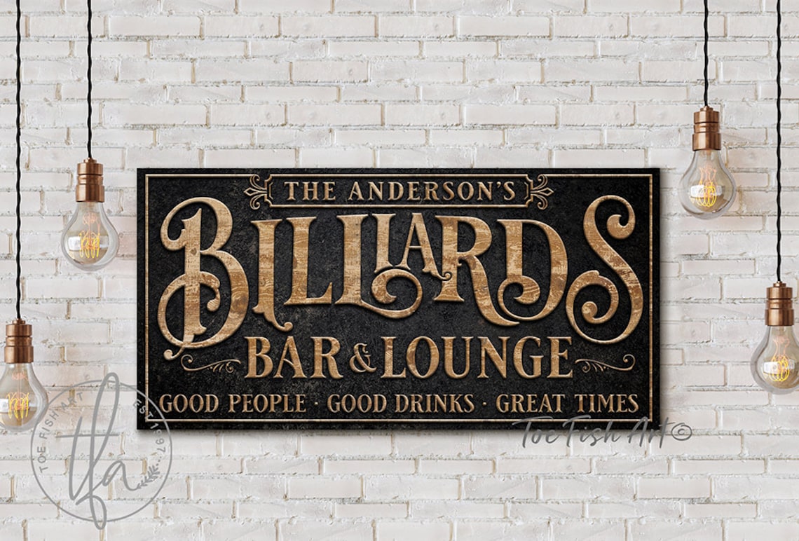 Personalized Billiards Sign Modern Farmhouse Wall Decor Last - Etsy