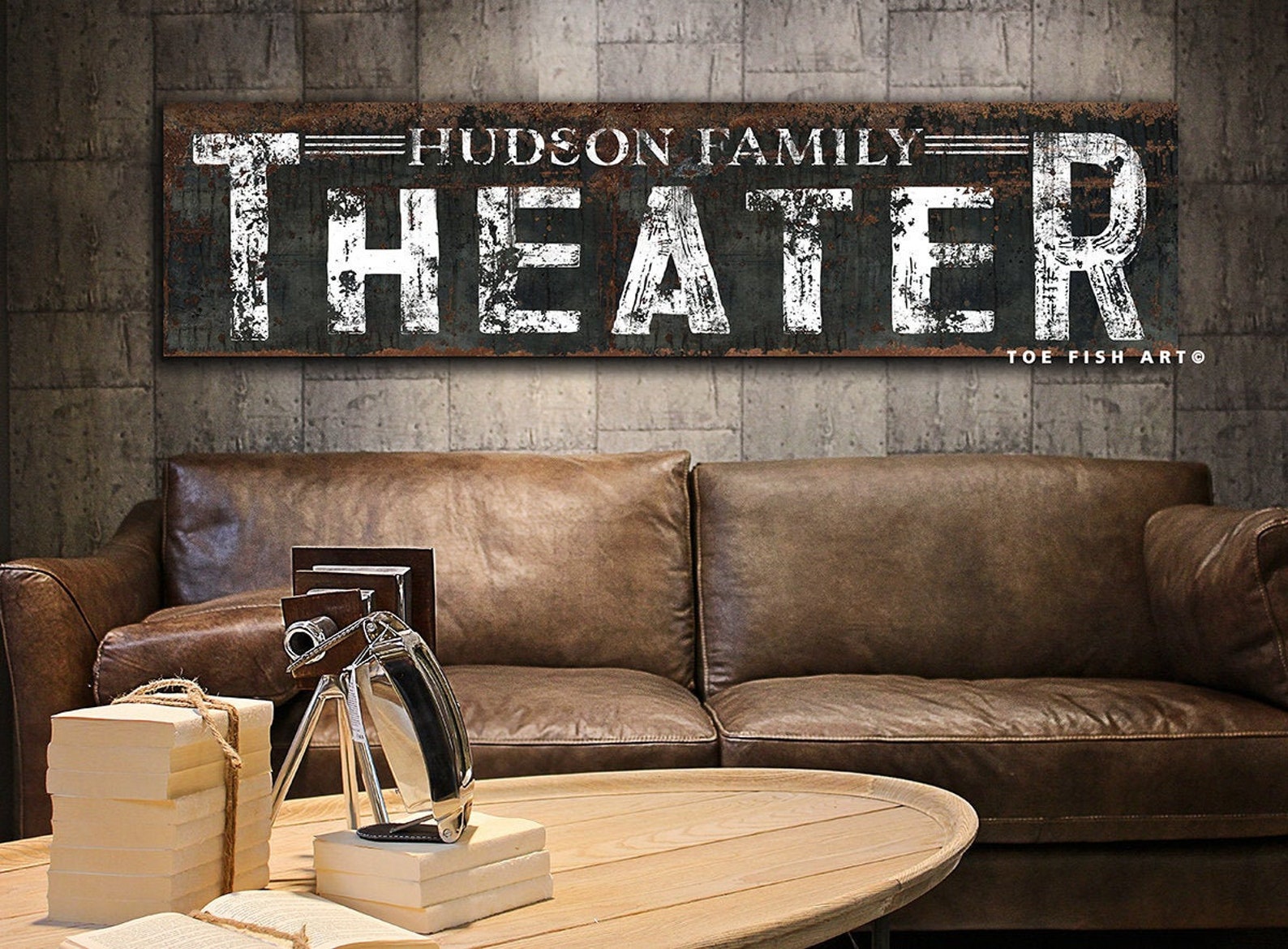 Movie Room Sign Modern Farmhouse Wall Decor Custom Name Sign | Etsy