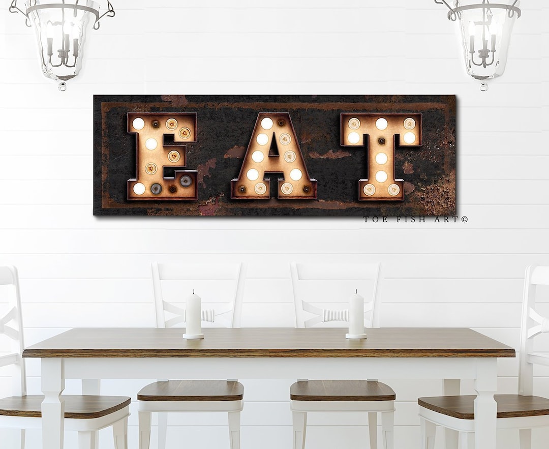 Eat Sign Eat Marquee Kitchen Decor Canvas Print Letters Gift for Mom ...
