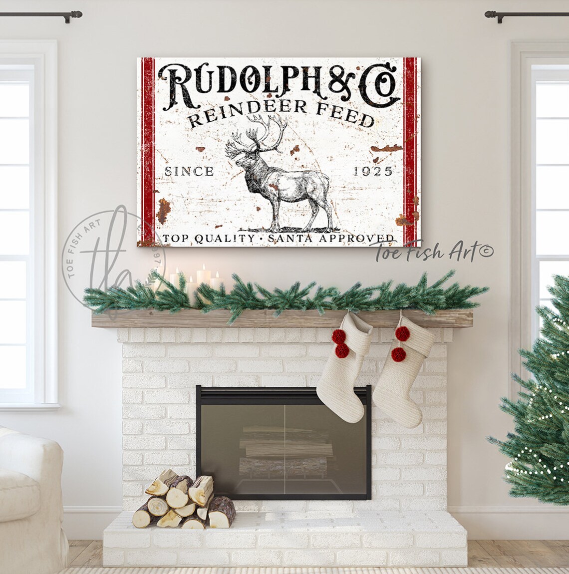 Rustic Christmas Sign Reindeer Feed Sign Modern Farmhouse Wall - Etsy