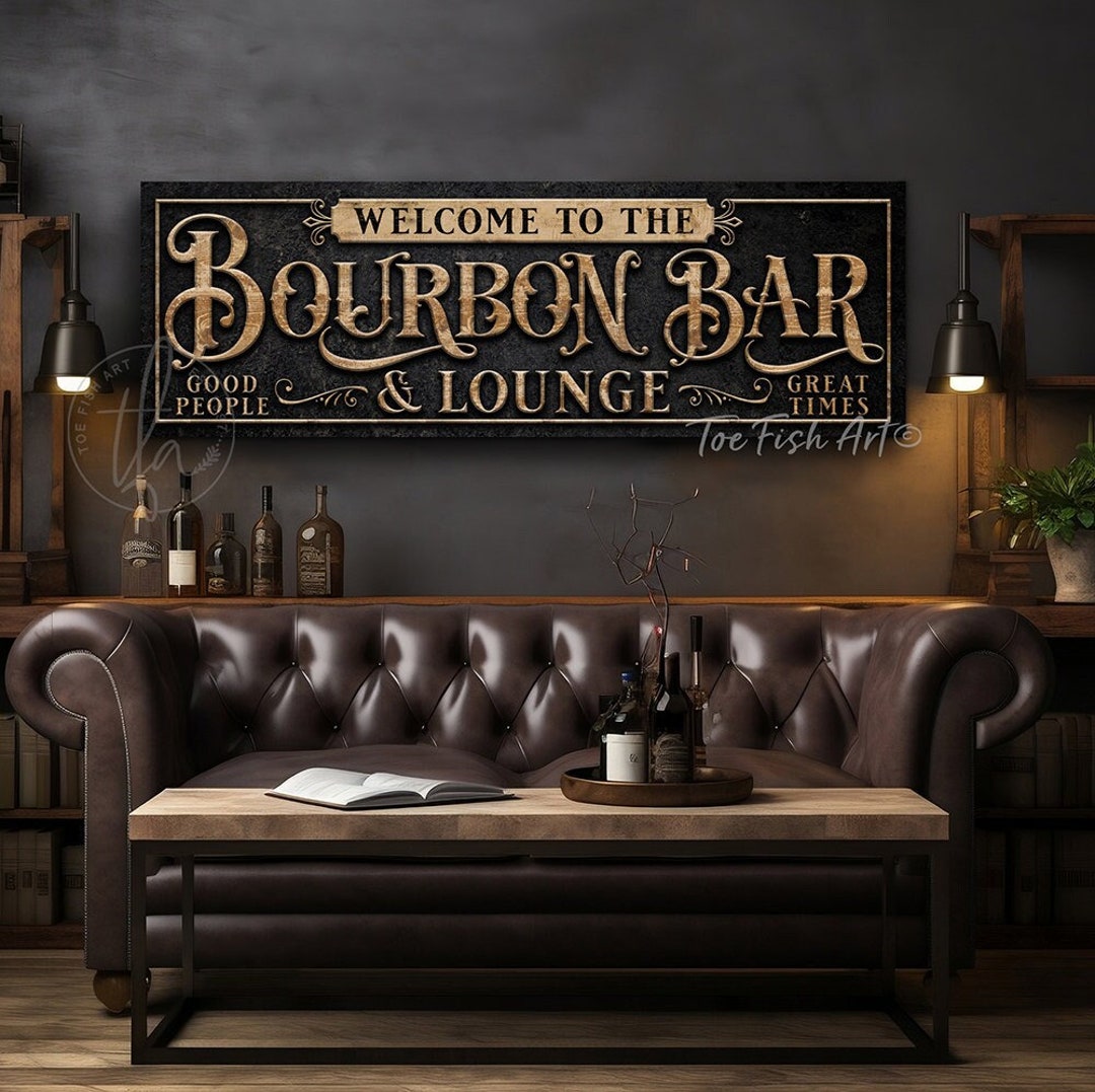 Custom Bourbon Bar Sign Personalized Bourbon Bar Sign Basement Modern ...
