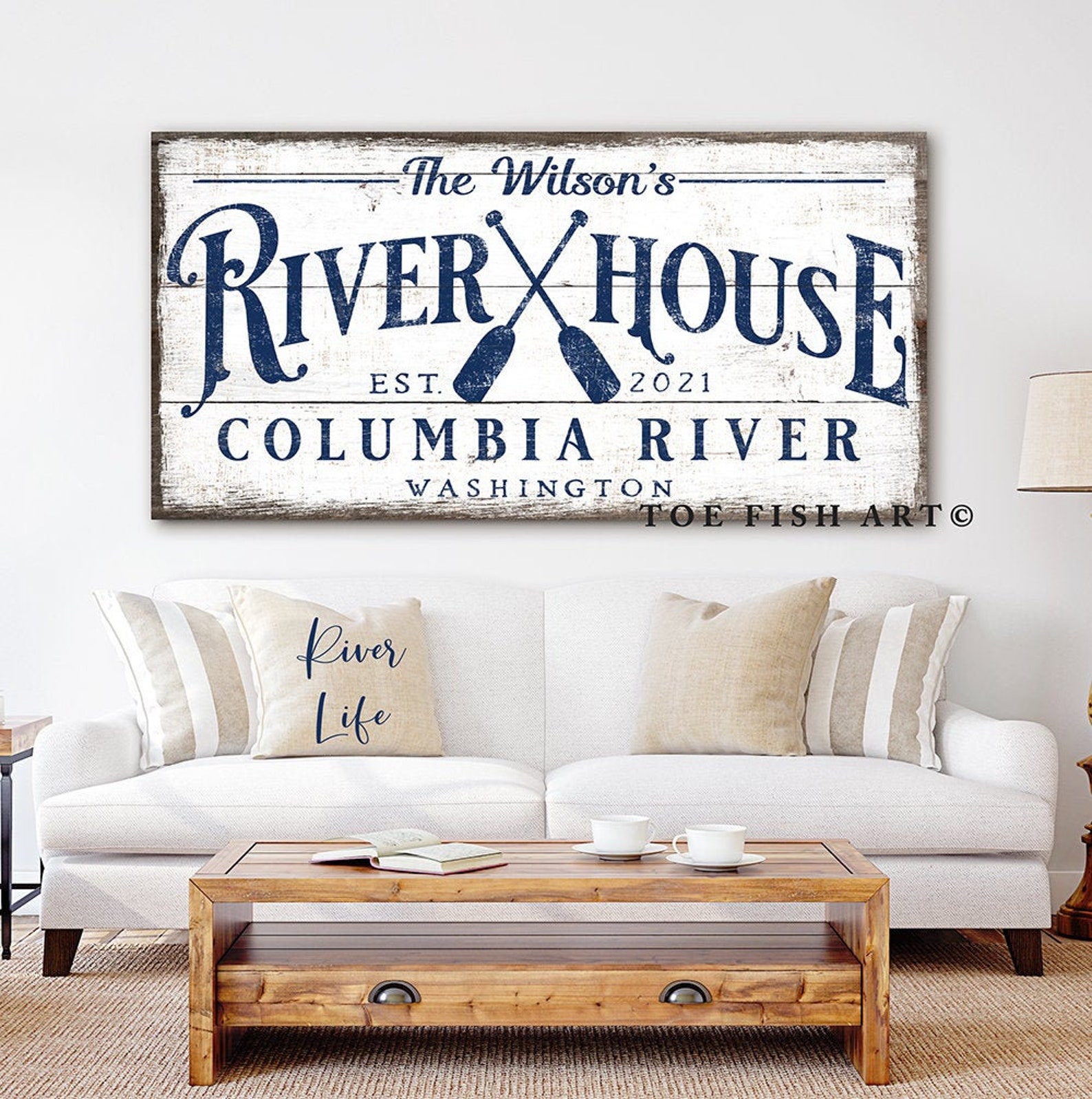 Custom River House Sign Modern Farmhouse Wall Decor Family - Etsy