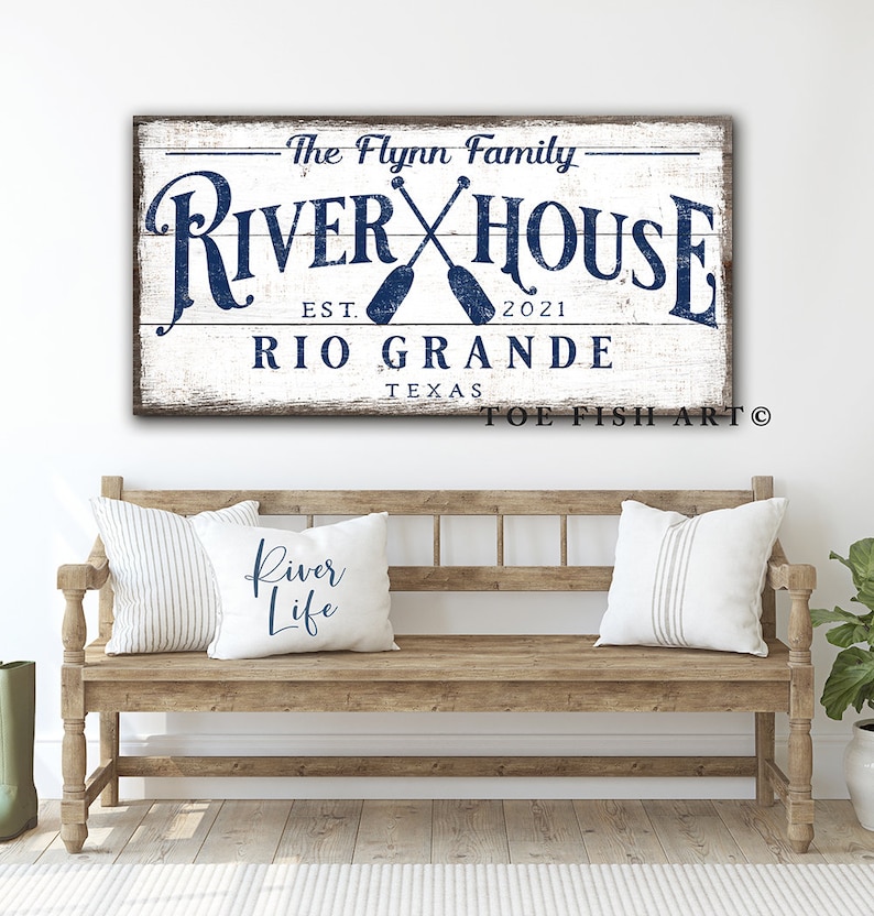 Custom River House Sign Modern Farmhouse Wall Decor Family - Etsy