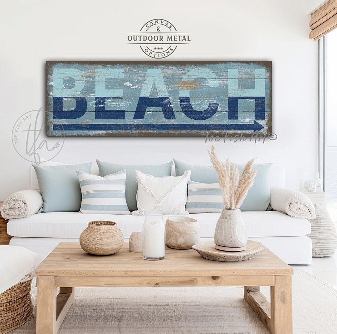 Beach House Sign Coastal Wall Decor Rustic Nautical Art Pool & Patio ...