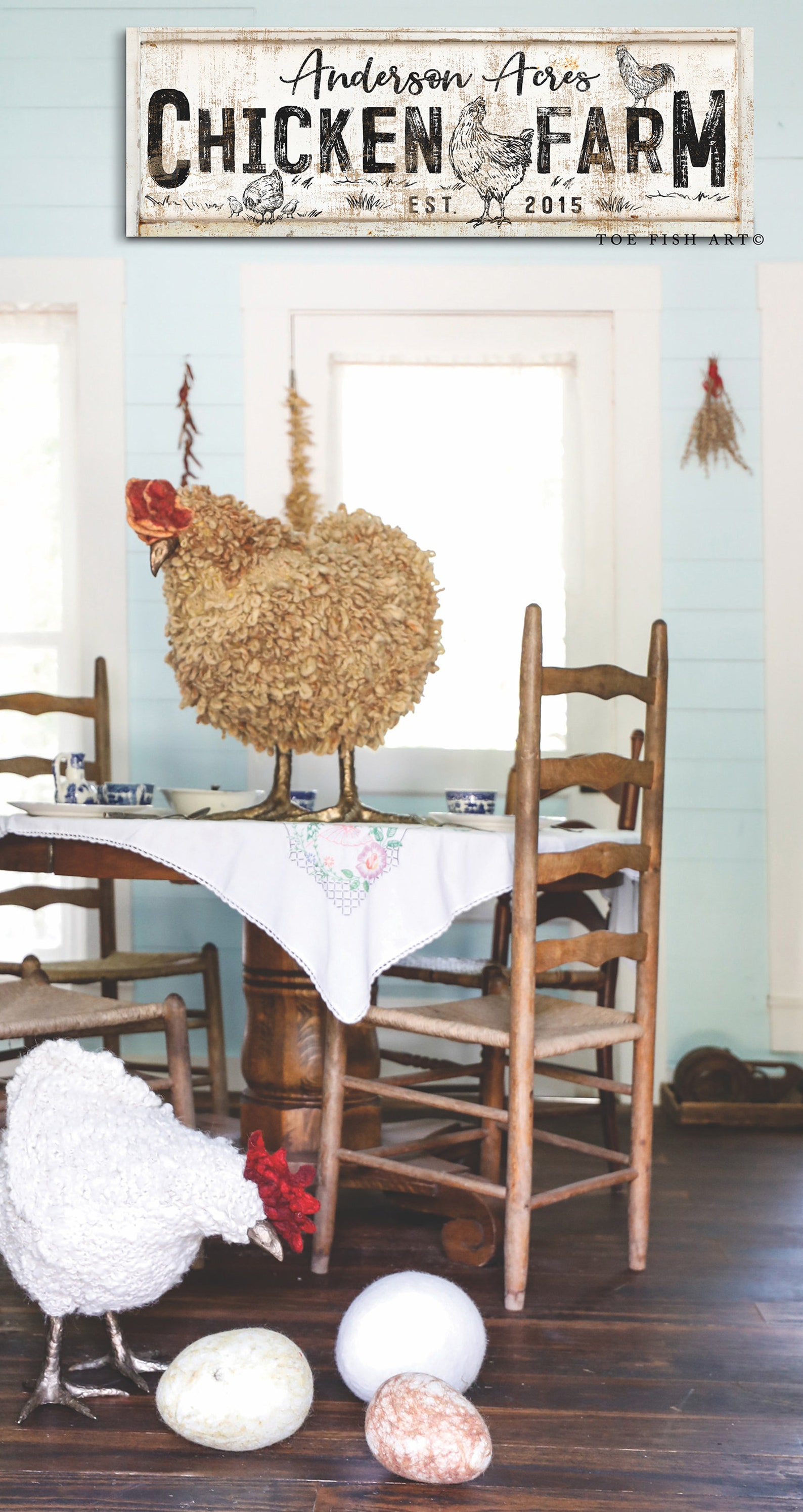 Modern Farmhouse Decor Chicken Farm Sign Custom Last Name - Etsy