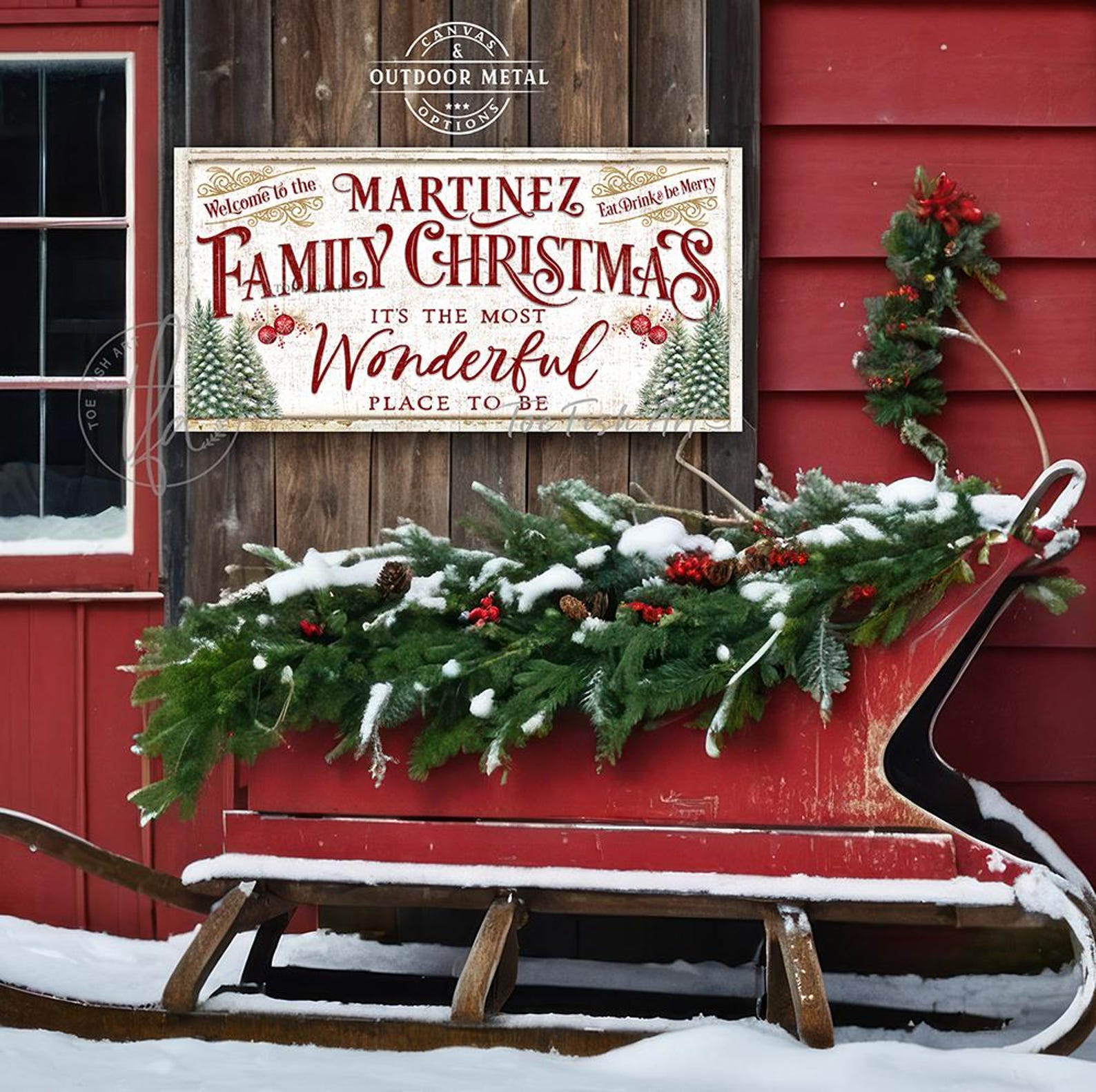 Family Christmas Sign Personalized Custom Decor Modern Farmhouse Wall ...