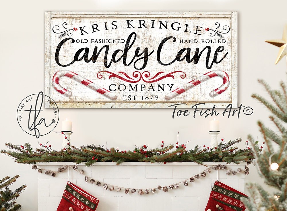 Personalized Candy Cane Sign Rustic Christmas Decor Modern | Etsy