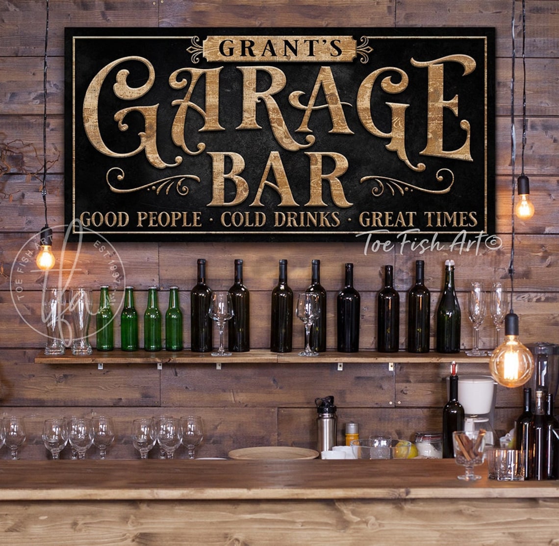 Garage Bar Sign Man Cave Personalized Last Name Family Sign - Etsy