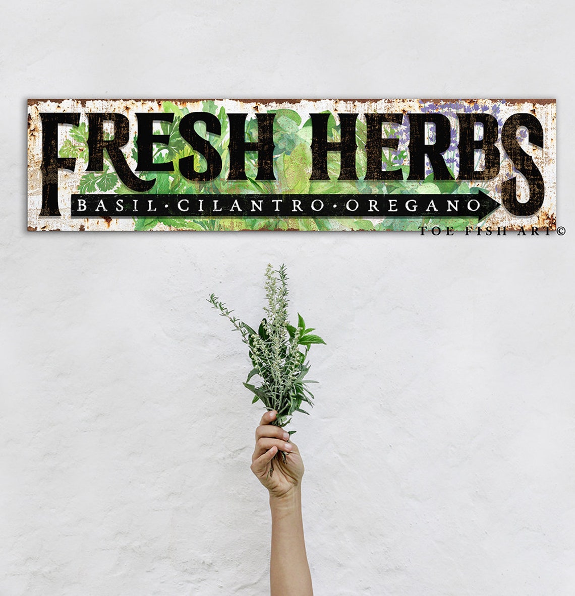 Modern Kitchen Farmhouse Decor Fresh Herbs Sign Farm Signs Large Rustic ...