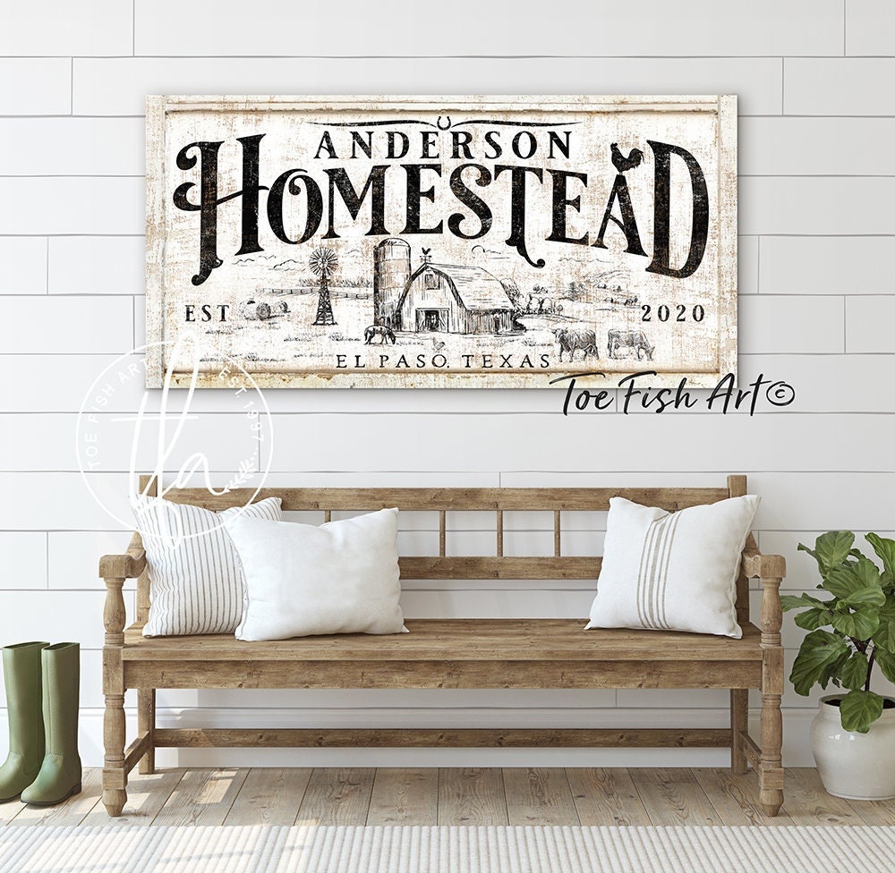 Homestead Sign Custom Family Name Established Sign Modern - Etsy