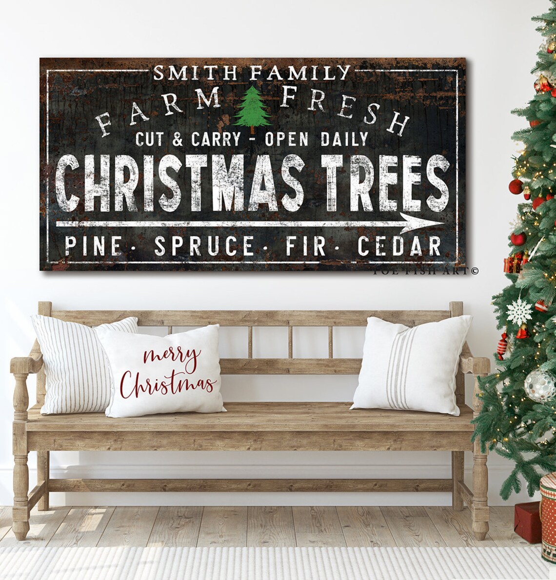 Christmas Tree Farm Sign Personalized Farmhouse Wall Decor | Etsy