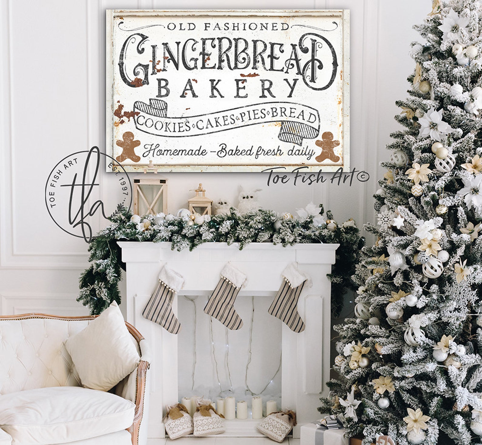 Gingerbread Sign Rustic Farmhouse Kitchen Decor Custom Family - Etsy