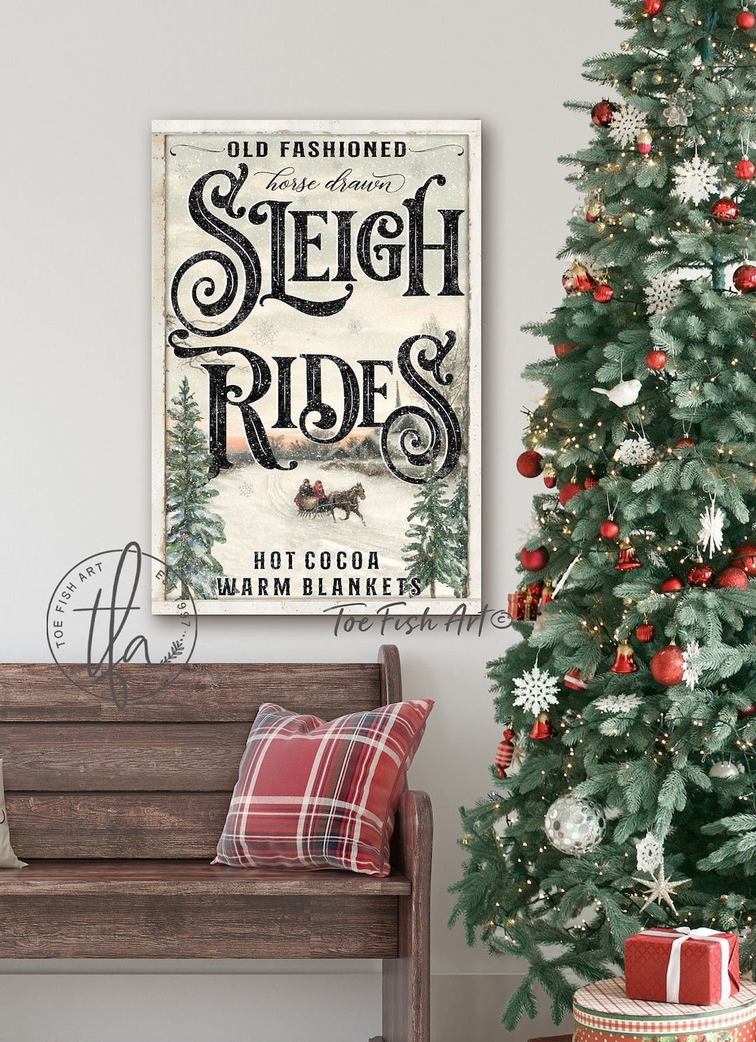 Sleigh Rides Sign Rustic Christmas Decor Modern Farmhouse Wall Decor ...