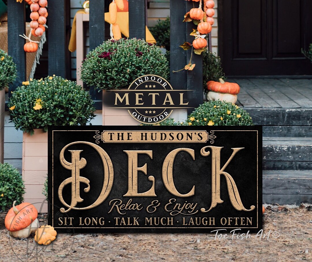 Personalized Deck Sign Back Porch Backyard Bar and Grill Pool - Etsy