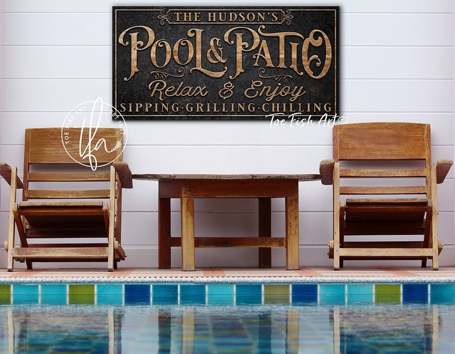 Personalized Pool & Patio Sign Backyard Bar and Grill Pool - Etsy