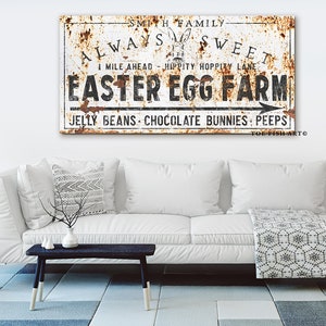 Easter Egg Farm Sign Rustic Easter Decor Name Established Sign Modern ...