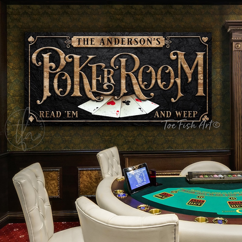 Poker Room Sign Lounge Bar Art Custom Personalized Family Name - Etsy