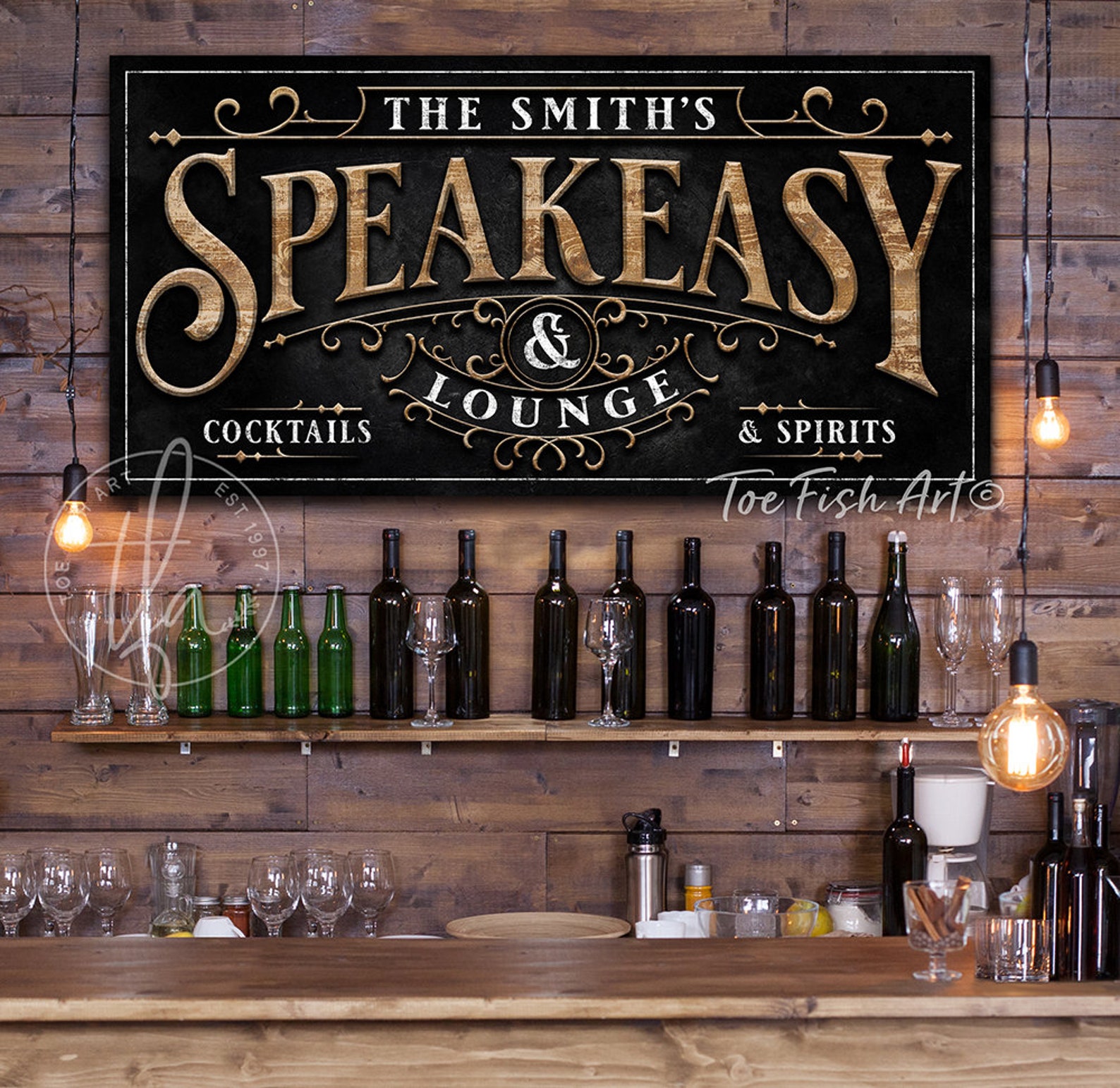 Speakeasy Bar Lounge Sign Man Cave Personalized Name Sign Custom ...