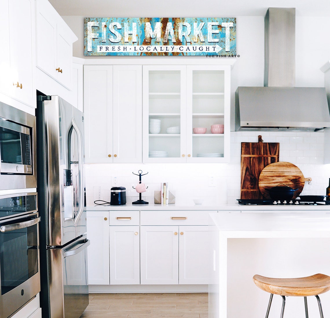 Modern Farmhouse Decor Fresh Market Sign Fish Market Sign Large Rustic ...