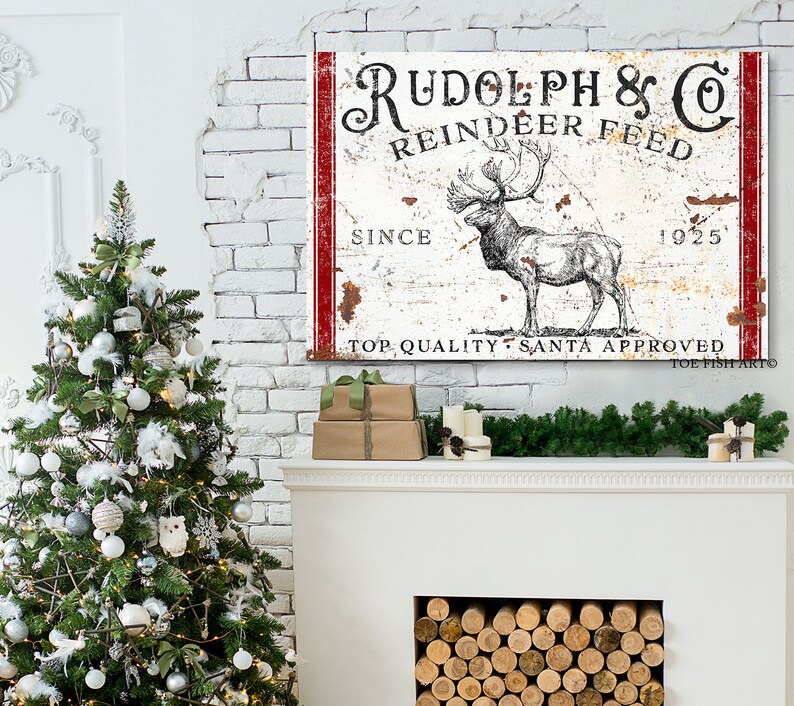 Rustic Christmas Sign Reindeer Feed Sign Modern Farmhouse Wall | Etsy