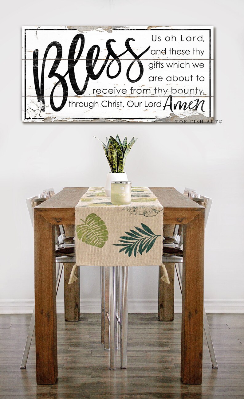 Bless Us Oh Lord Sign Grace Blessing Catholic Prayer Sign Rustic Modern ...