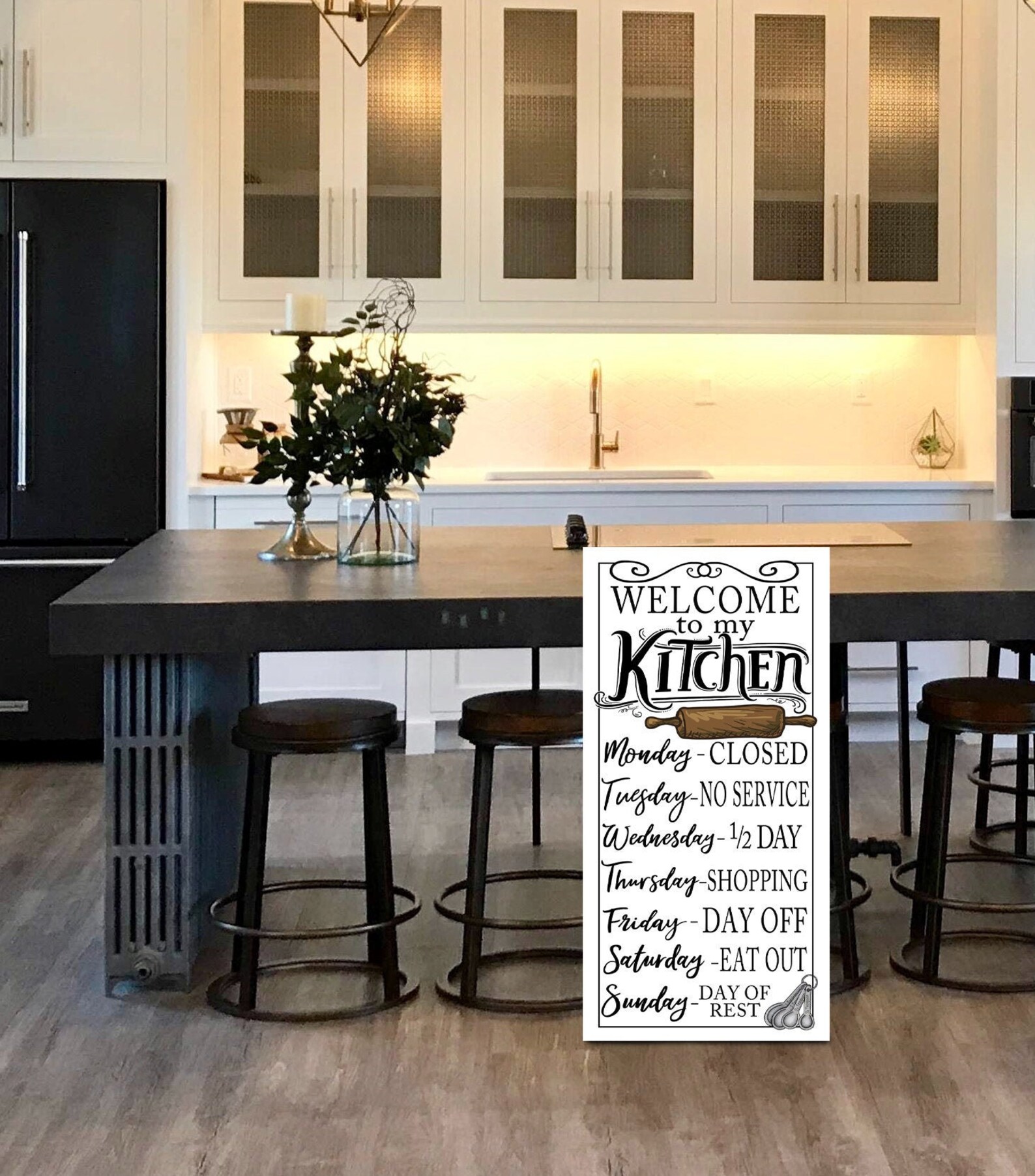 Personalized Kitchen Sign Family Name Rules Last Name Established Signs ...