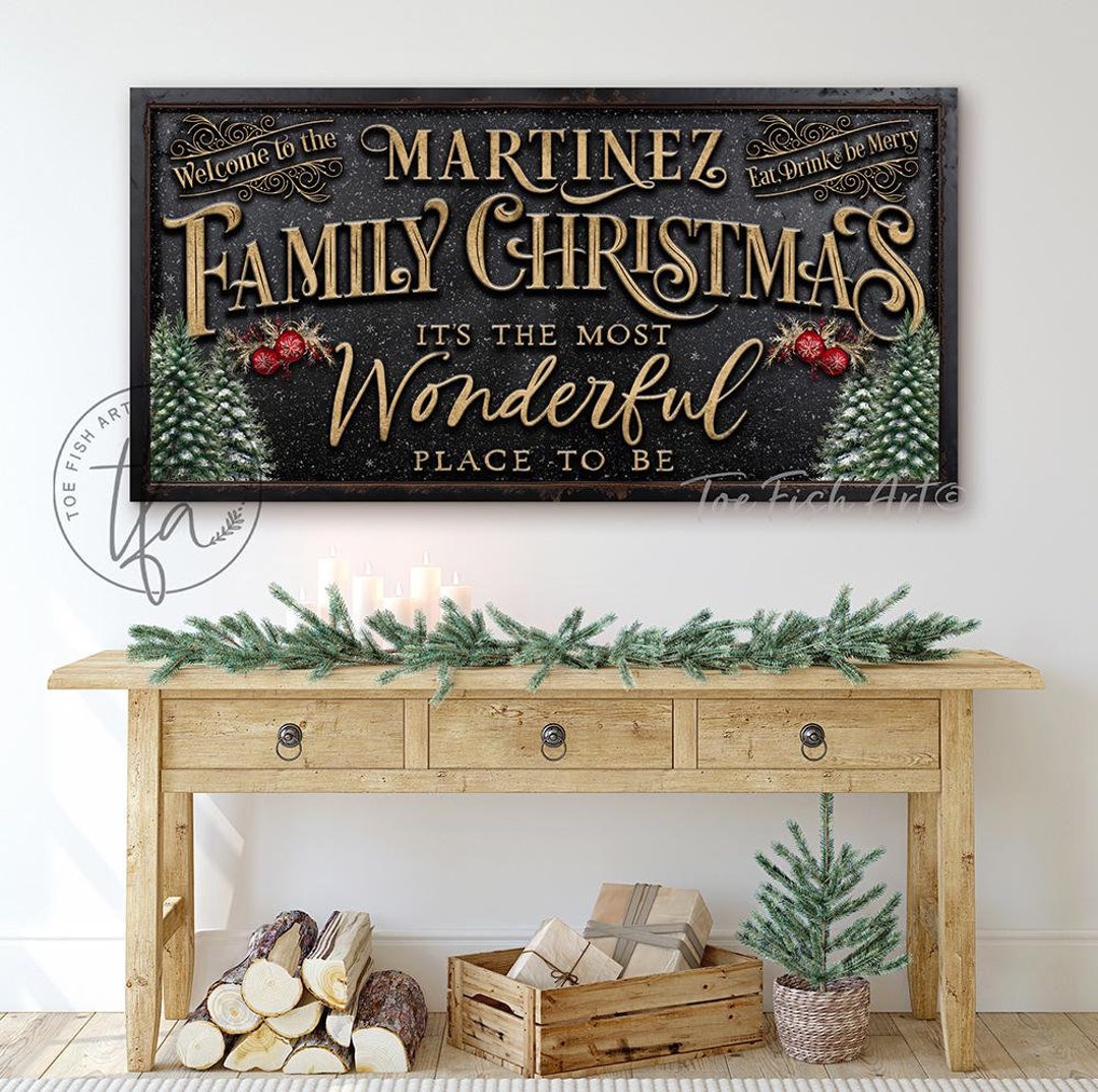 Family Christmas Sign Personalized Custom Decor Modern Farmhouse Wall ...