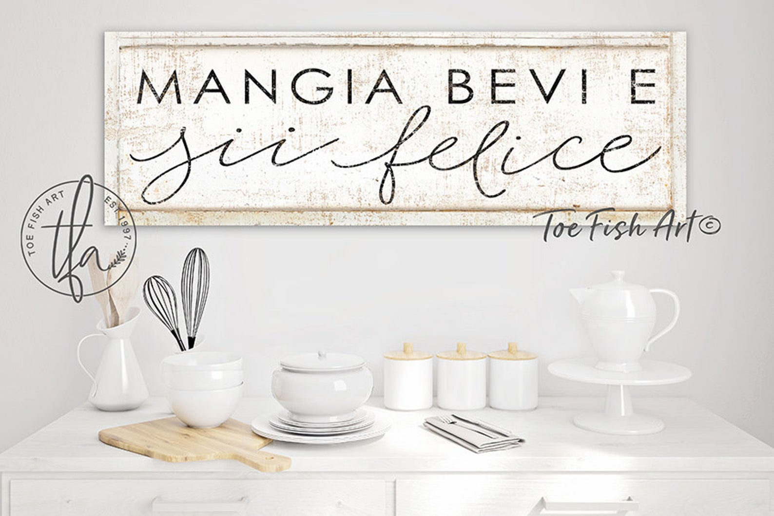 Mangia Sign Eat Drink and Be Merry Rustic Farmhouse Wall Decor - Etsy