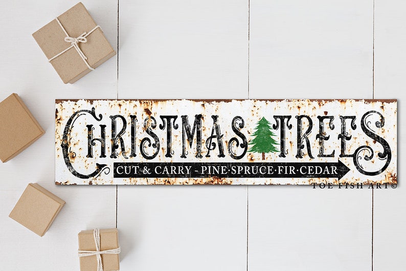 Christmas Tree Farm Sign Rustic Farmhouse Wall Decor Cut Your | Etsy