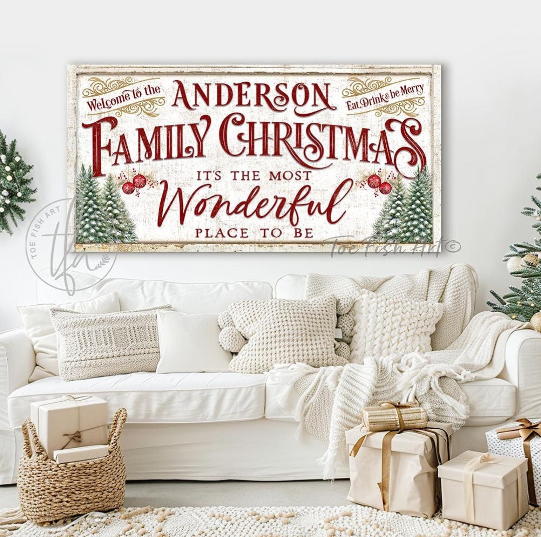 Family Christmas Sign Personalized Custom Decor Modern Farmhouse Wall ...