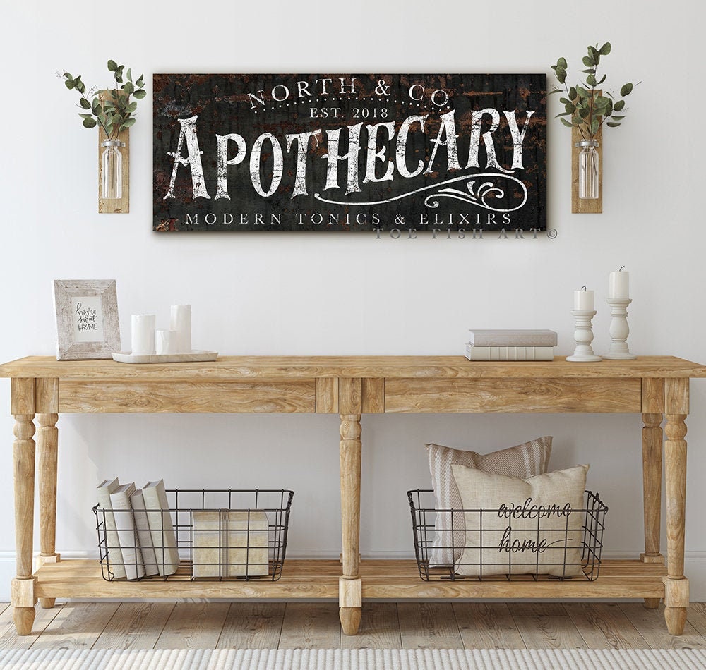Apothecary Sign Rustic Farmhouse Wall Decor Personalized Last Name ...
