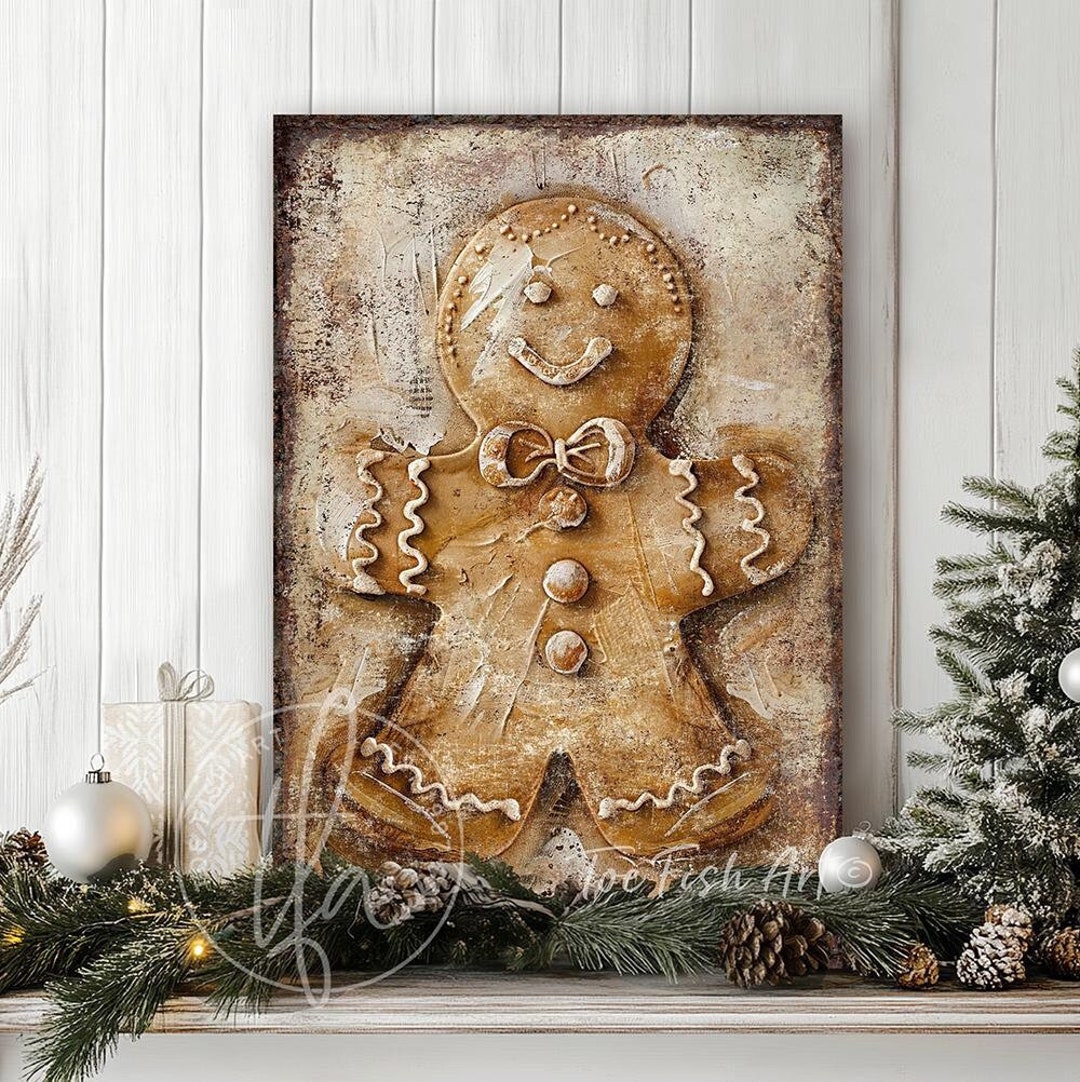 Vintage Gingerbread Man Sign Modern Farmhouse Decor Christmas ...