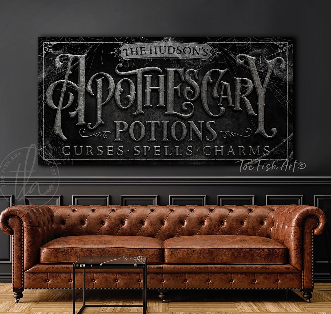 Halloween Sign Apothecary Curses Spells Charms Home Creepy Rustic Fall ...