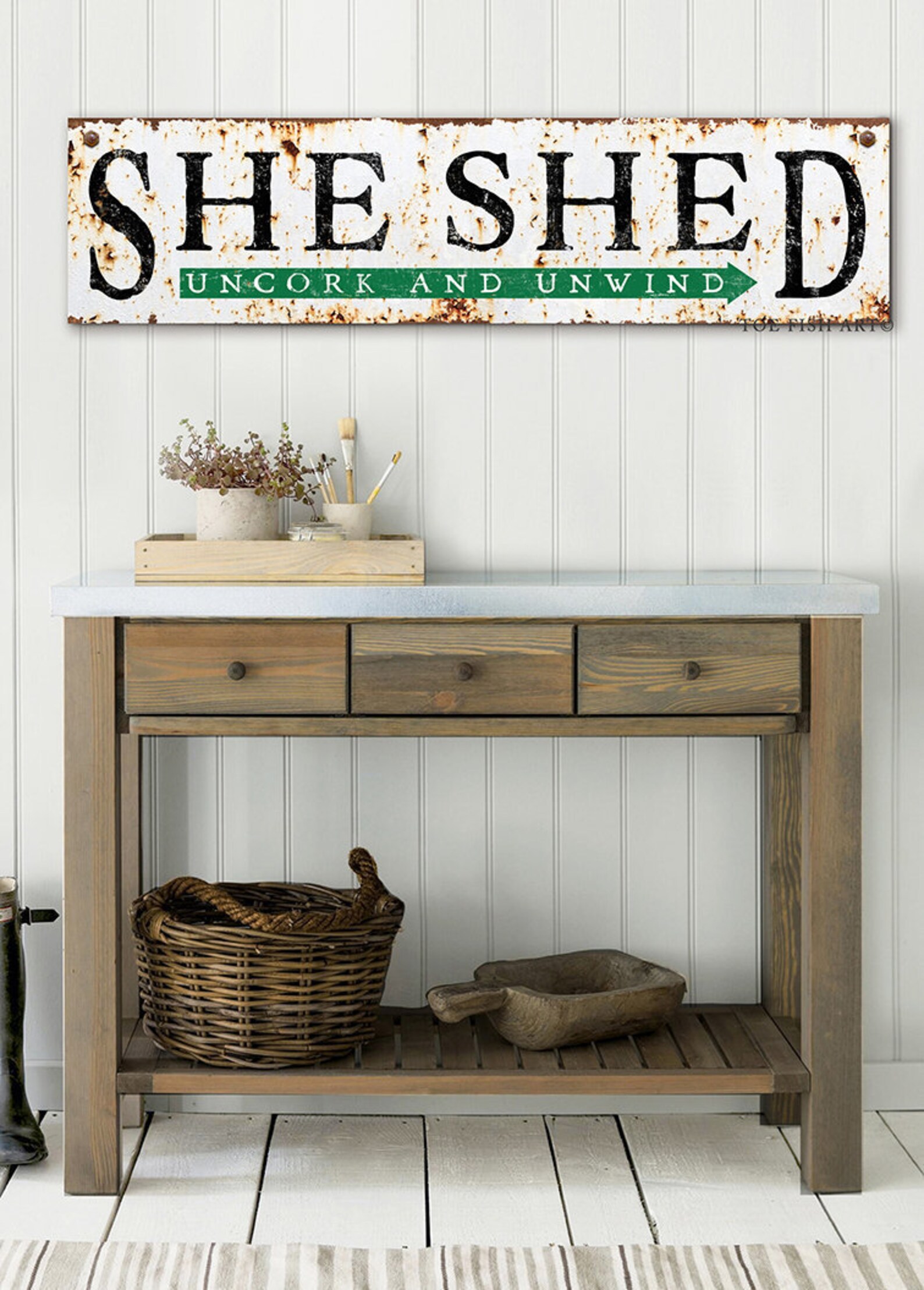 Modern Farmhouse Decor She Shed Sign Large Rustic Wall Art - Etsy