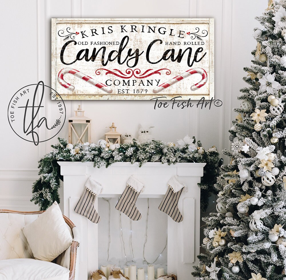 Personalized Candy Cane Sign Rustic Christmas Decor Modern | Etsy