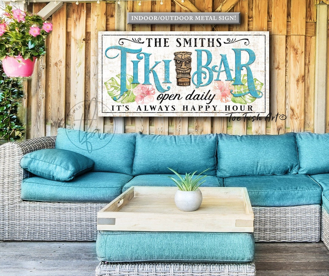Personalized Tiki Bar Sign Tiki Hut Beach Backyard Grill Deck Outside ...
