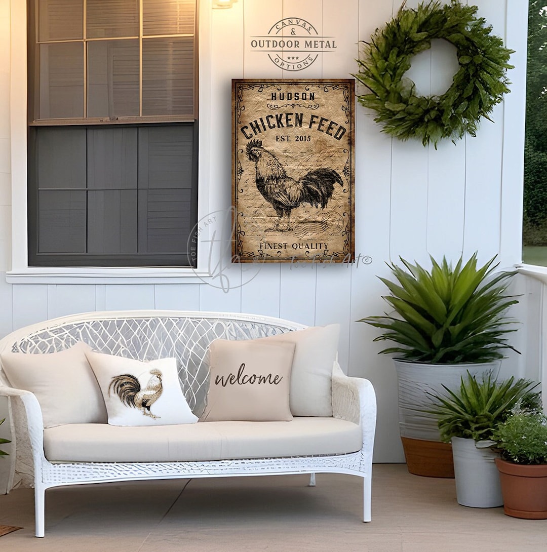 Personalized Farm Sign Chicken Feed Sack Modern Farmhouse Wall Decor ...
