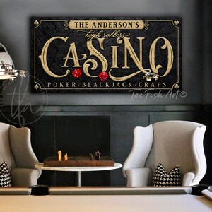 Casino High Rollers Personalized Sign Poker Room Customized Art Modern ...