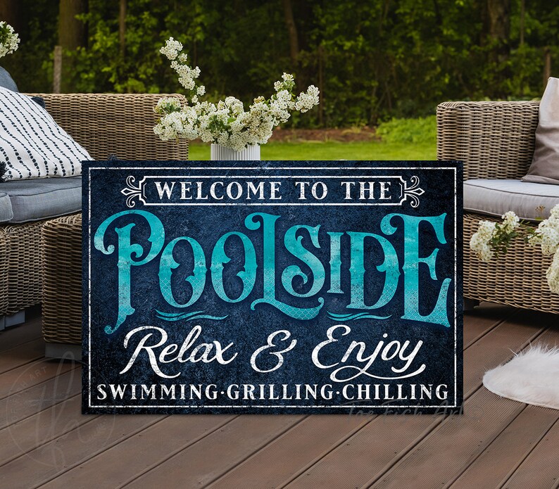 Personalized Poolside Sign Pool & Patio Sign Lanai Deck Custom Family ...