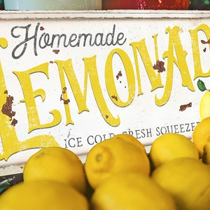 Lemonade Sign Modern Farmhouse Decor Faux Metal Sign Fresh Lemonade ...