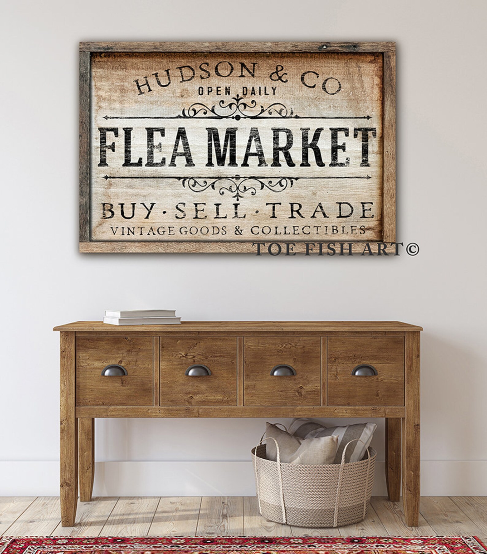 Vintage Flea Market Sign Modern Farmhouse Decor Large Canvas | Etsy