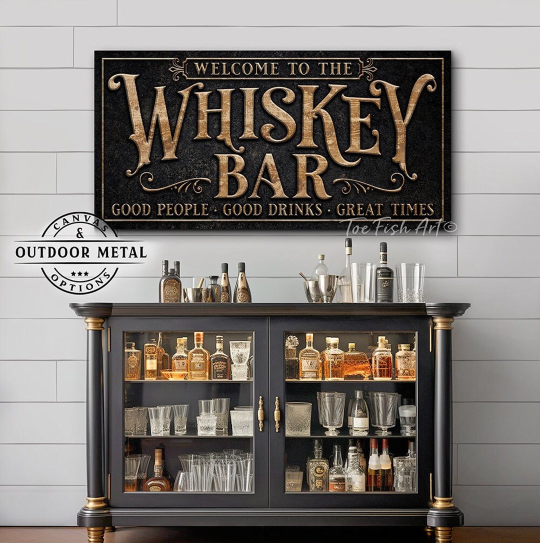 Whiskey Bar Sign Personalized Whiskey Wall Art Man Cave Last Name ...