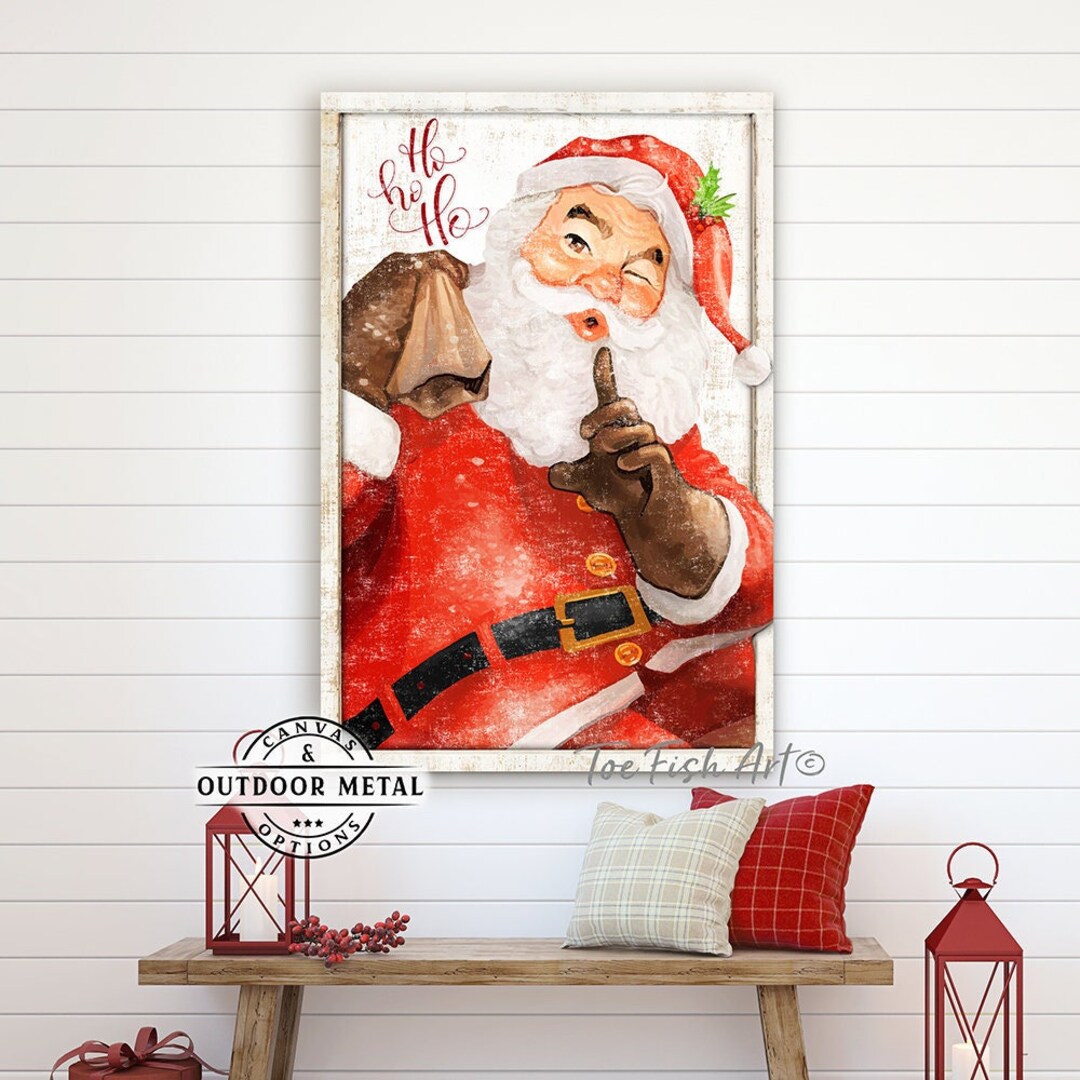 Vintage Santa Sign Christmas Decoration Modern Farmhouse Holiday Wall ...