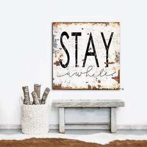 Stay Awhile Sign Modern Farmhouse Wall Decor Living Room Decor Entryway ...