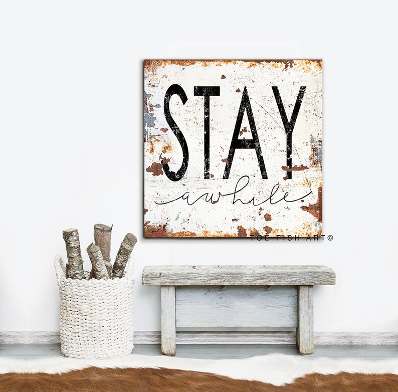 Stay Awhile Sign Modern Farmhouse Wall Decor Living Room Decor - Etsy
